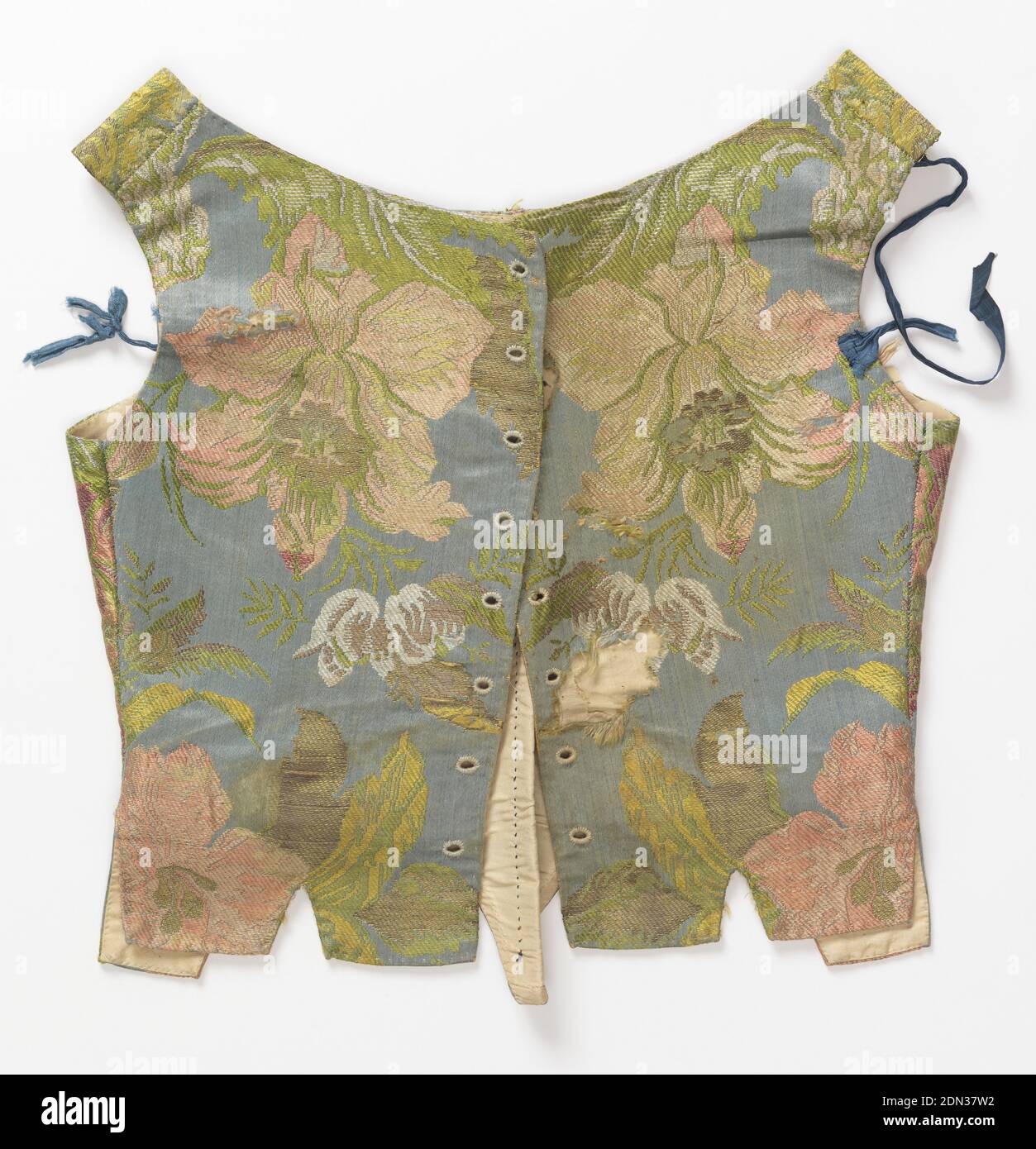 Bodice, Medium: silk, lined with linen Technique: satin weave with ...