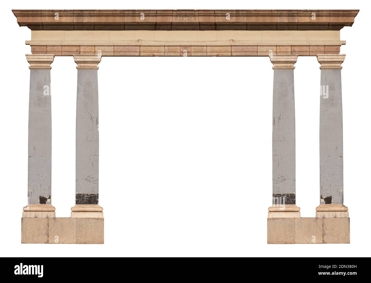 Elements of architecture of buildings, ancient arches, columns, windows ...