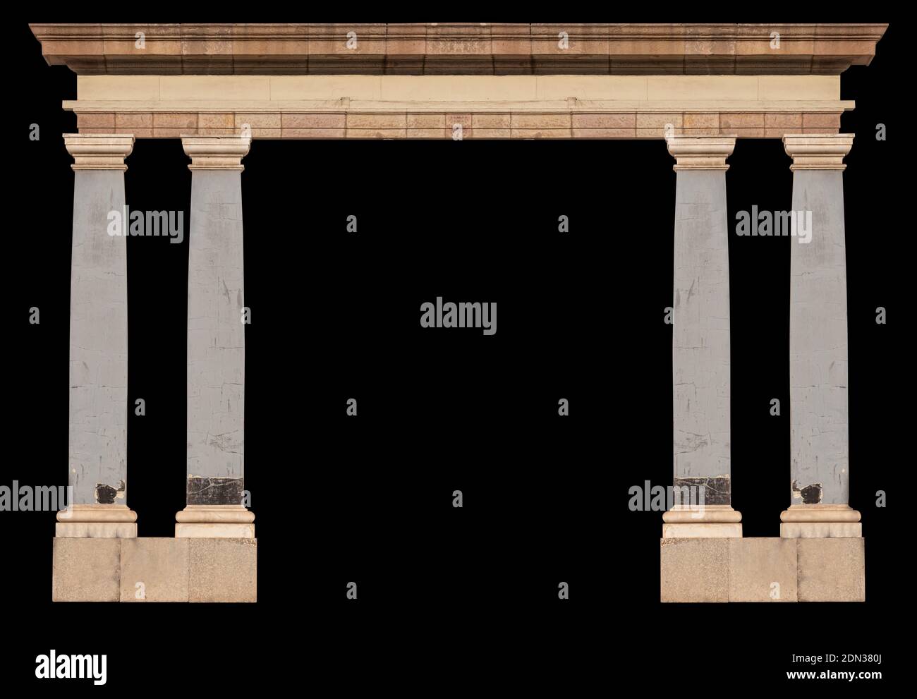 Elements of architecture of buildings, ancient arches, columns, windows ...