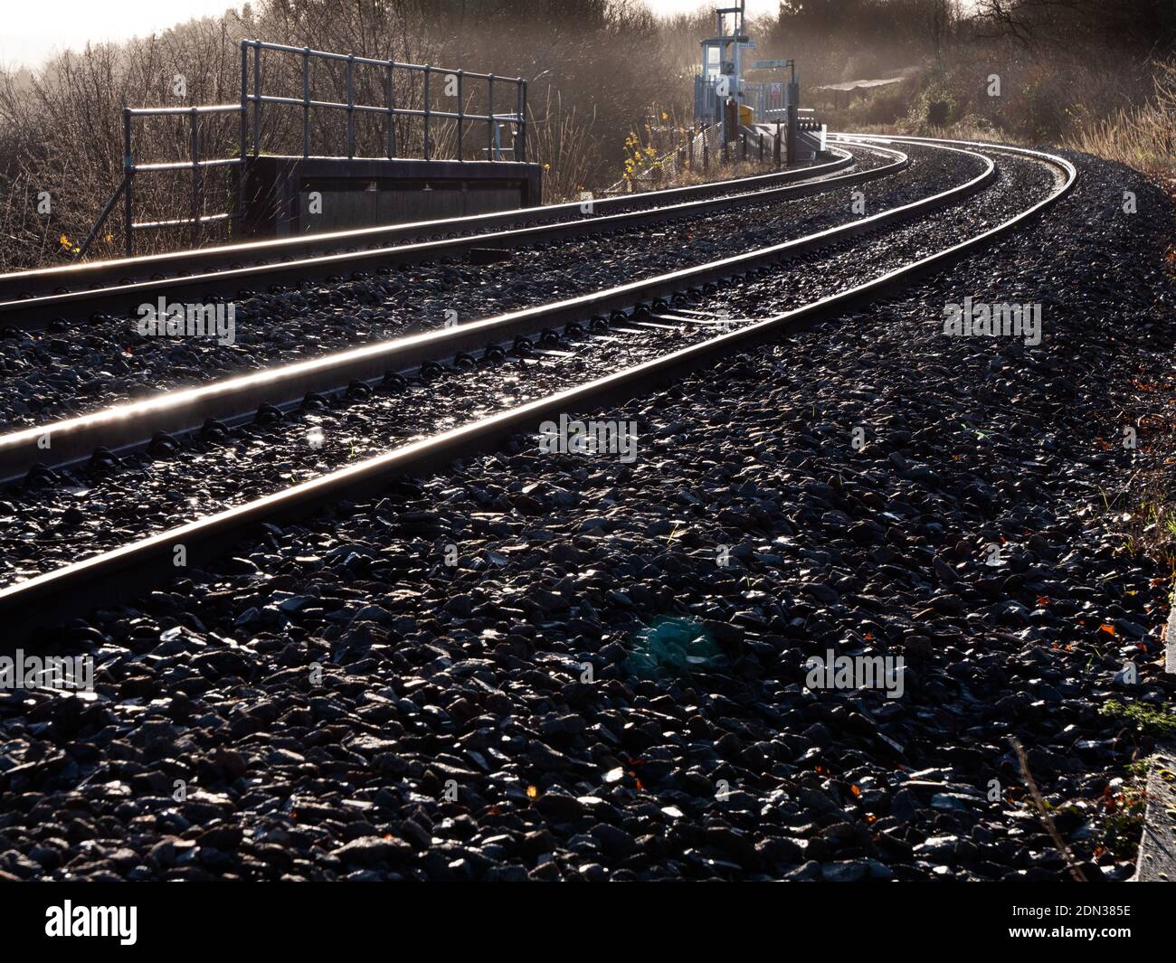 Railway tracks at Dilton Marsh Halt, near Westbury, Wiltshire, England ...