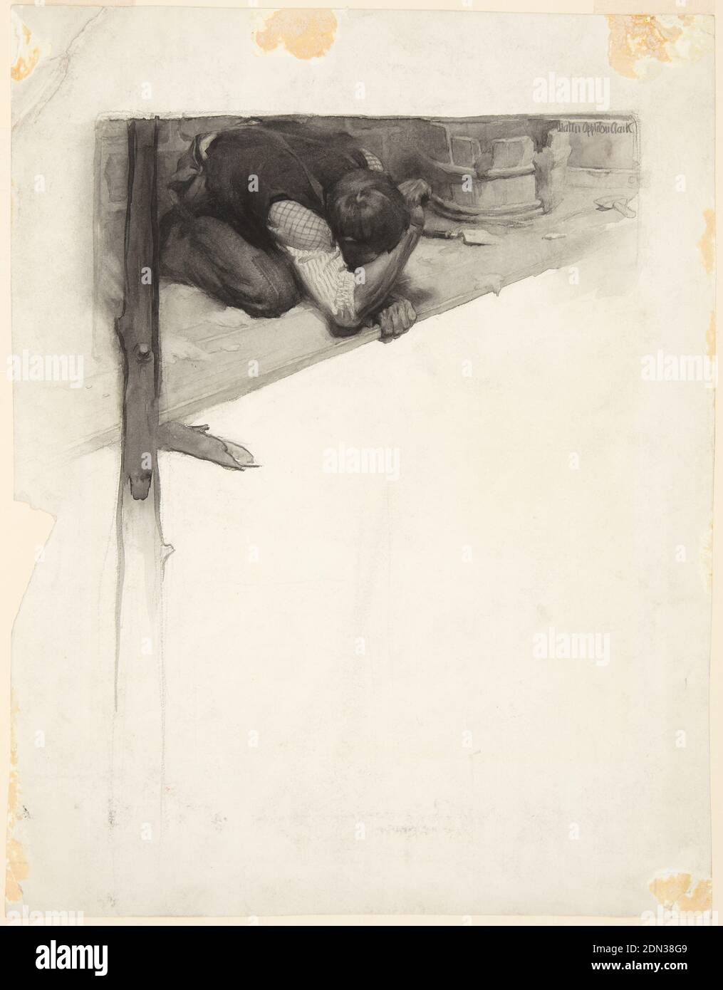 Vignette: Man Crouching on a Scaffolding, Walter Appleton Clark ...