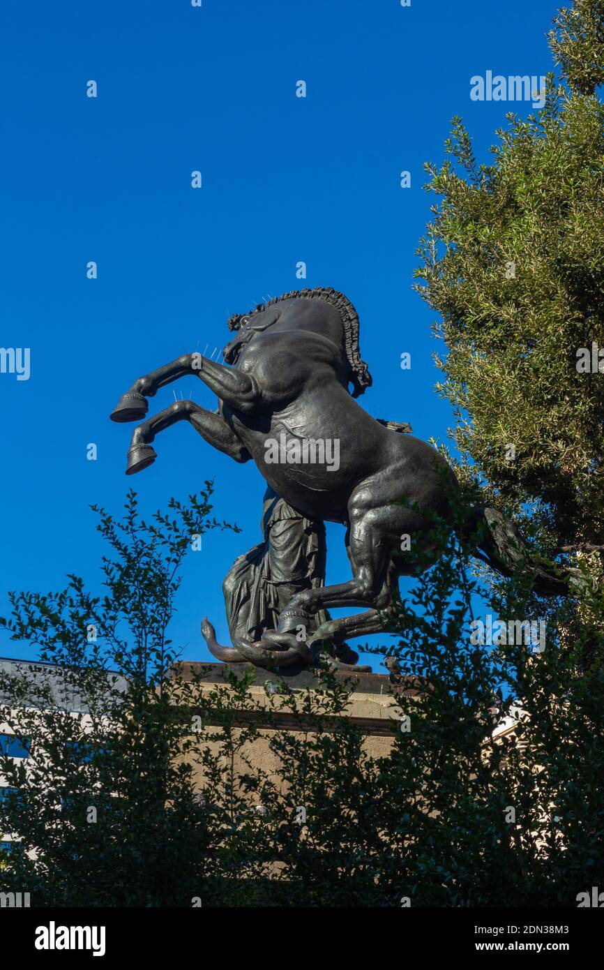 On the streets in Spain in public places. Plaster, marble and bronze ...