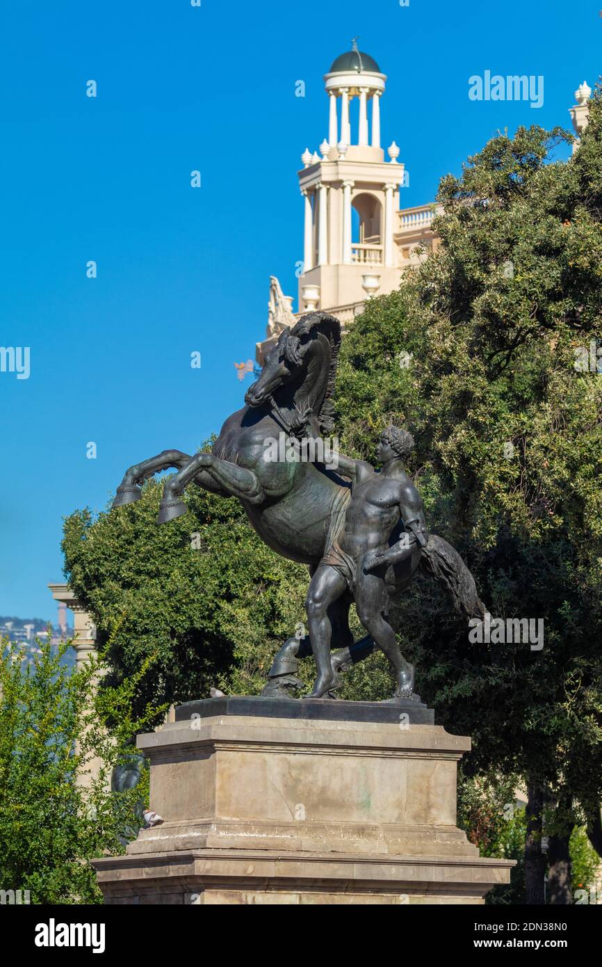 On the streets in Spain in public places. Plaster, marble and bronze ...
