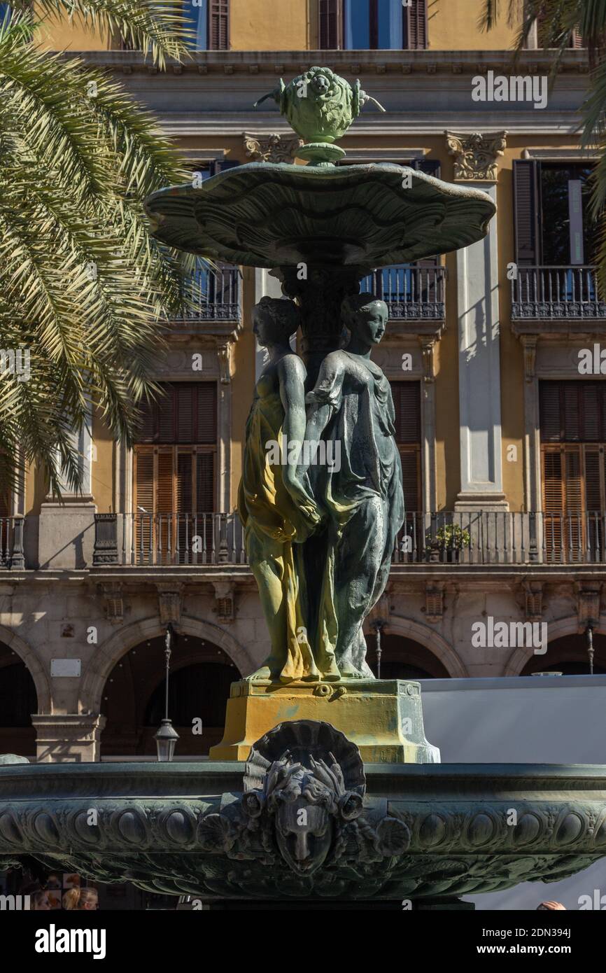 On the streets in Spain in public places. Plaster, marble and bronze ...