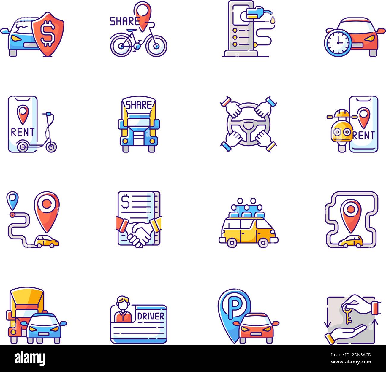 Rental icons set simple hi-res stock photography and images - Alamy