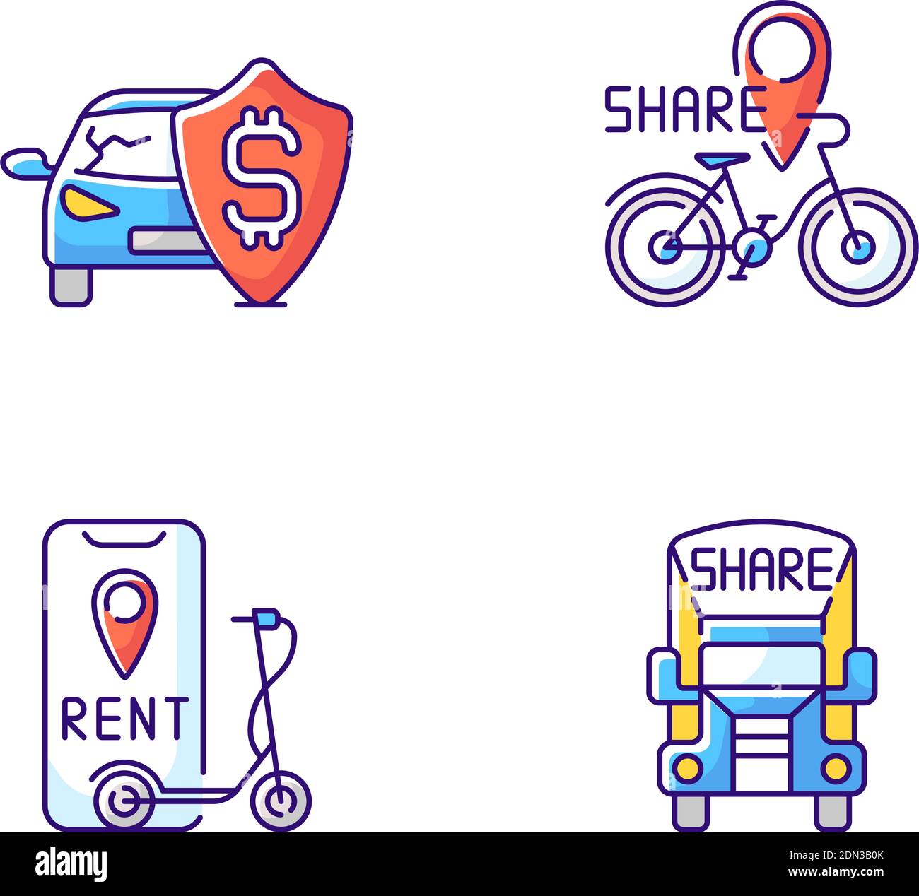 Rental icons set simple Cut Out Stock Images & Pictures - Alamy