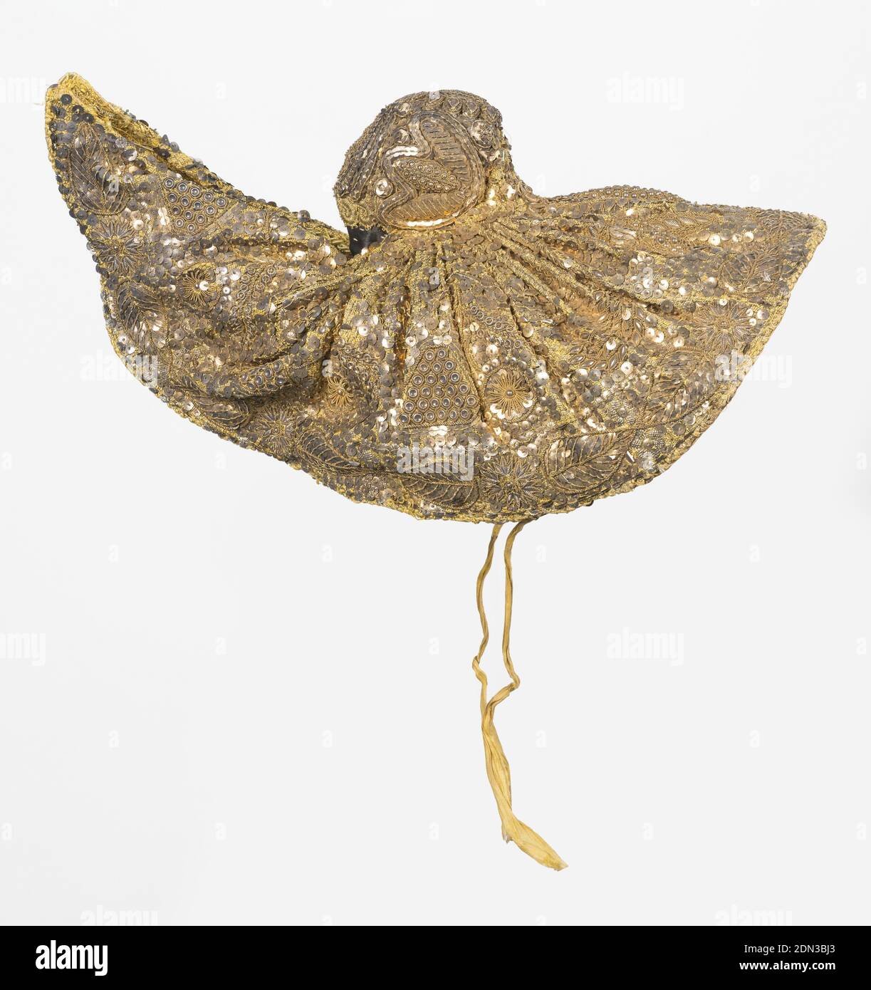 Cap, Medium: silk, metal spangles, beads, and threads Technique ...