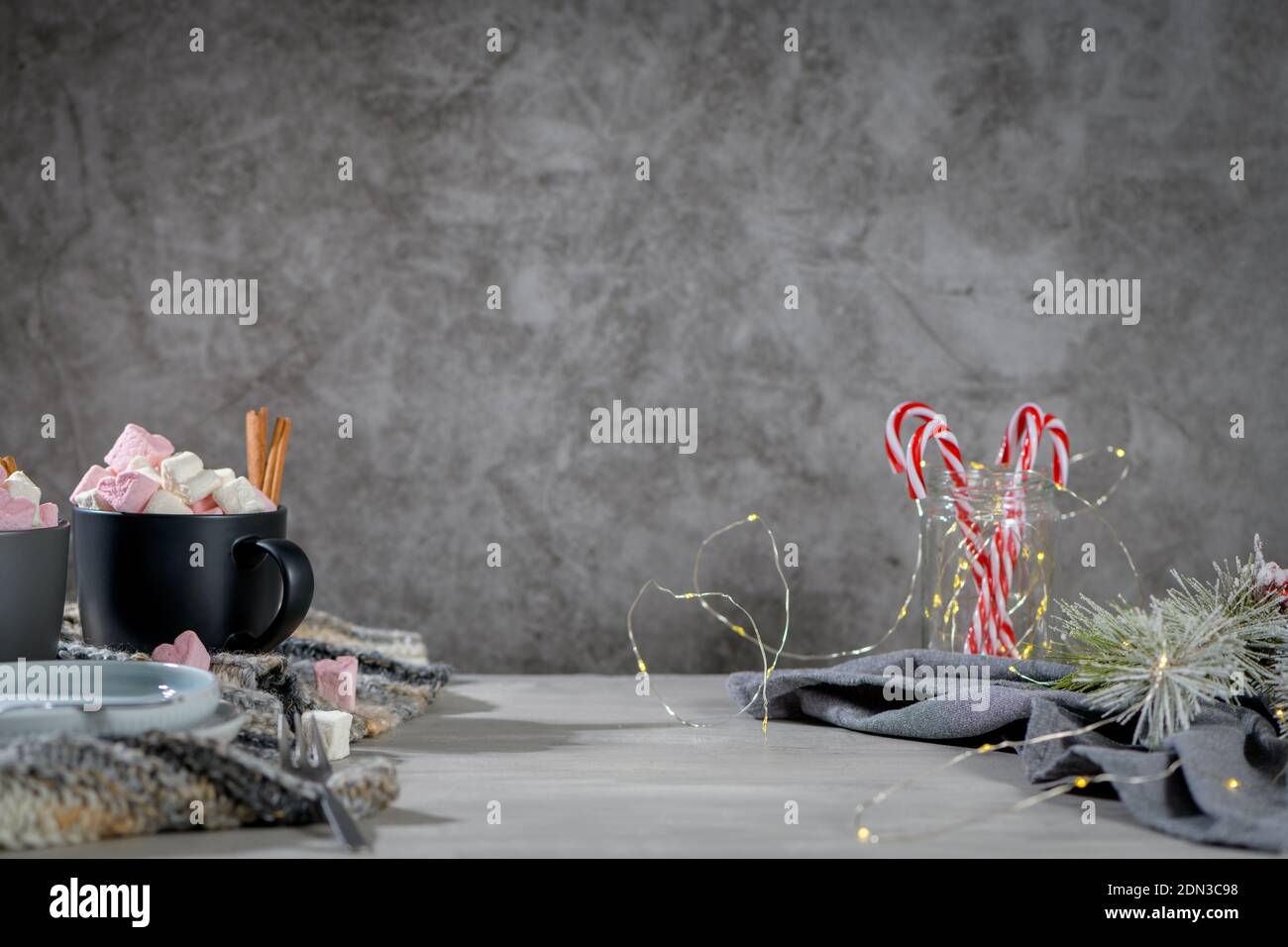 Christmas table top background with copy-space Stock Photo - Alamy