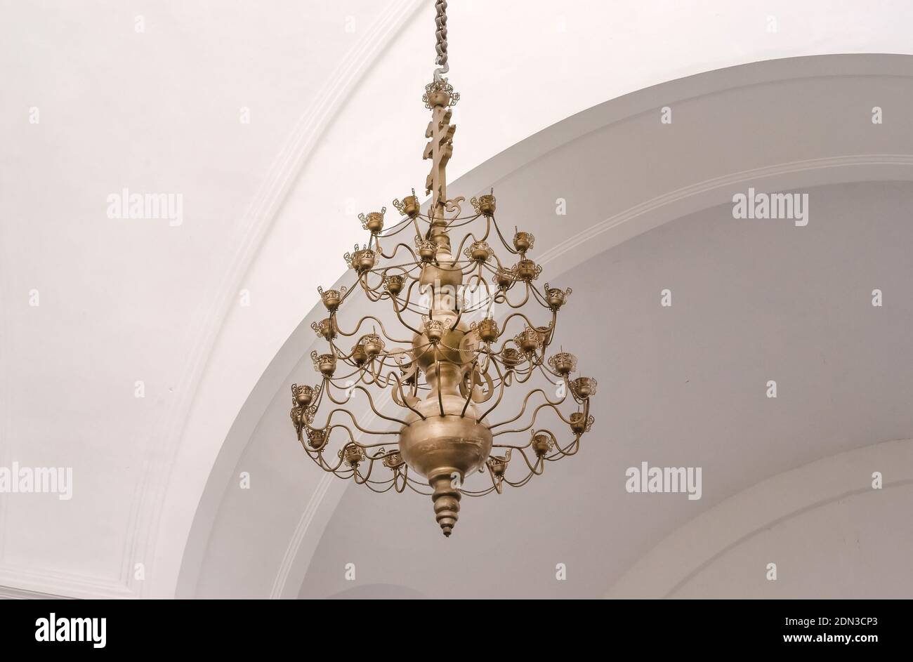 Antique 19th century chandelier in an old Christian church ...