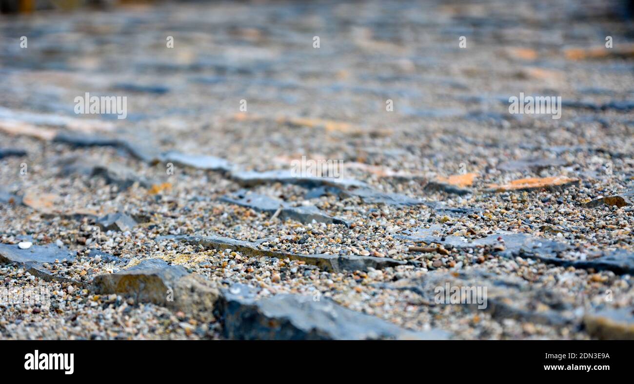 Old stone pavement background, decorative sidewalk. Large stone block ...