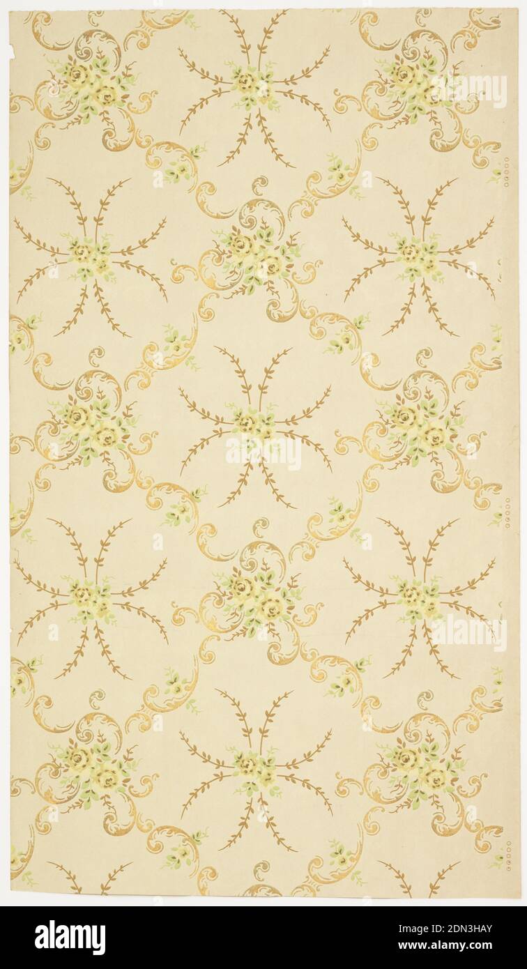 Ceiling paper, Machine-printed paper, liquid mica, Two-flower bouquets ...