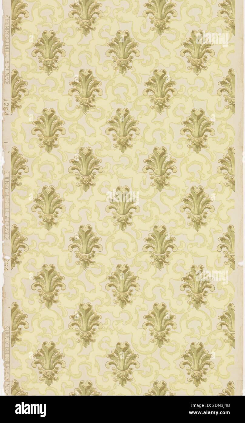 Foliate motifs resembling fleur de lis forming diagonal rows hi-res ...