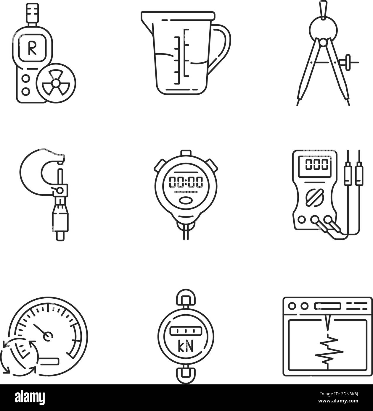 Measuring Instruments Linear Icons Set Stock Vector Image And Art Alamy