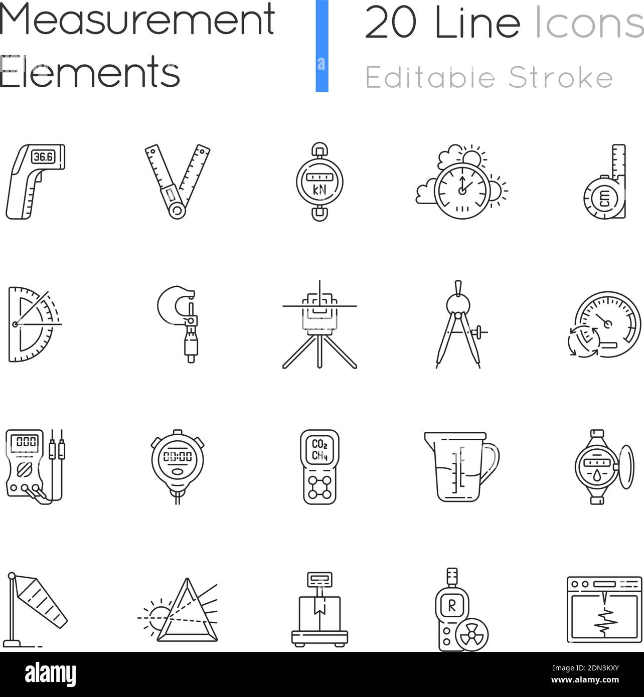 Measurement elements linear icons set Stock Vector Image & Art - Alamy