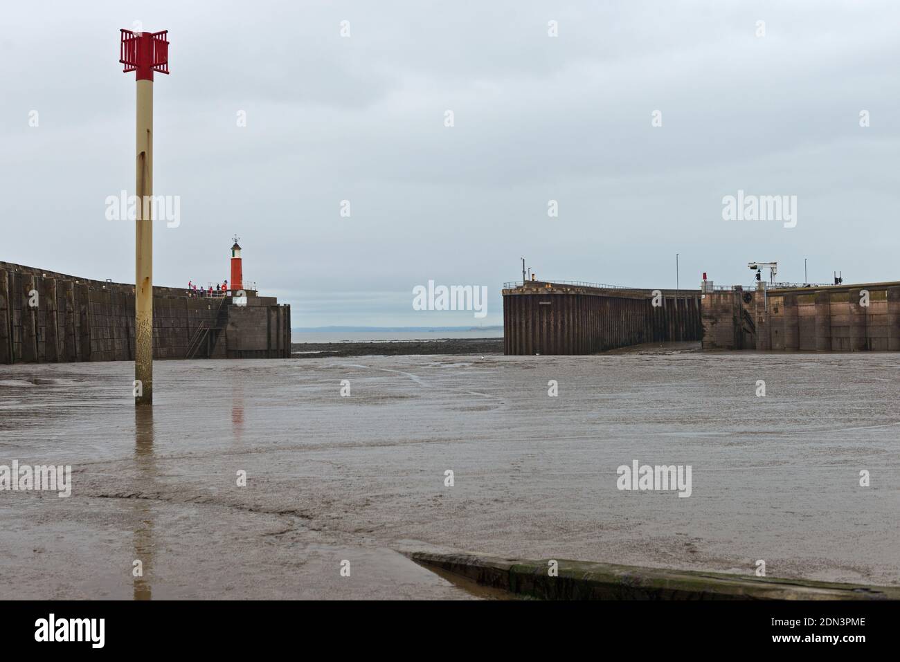 View from the boat ramp across Watchet Harbour, Somerset, England, UK ...