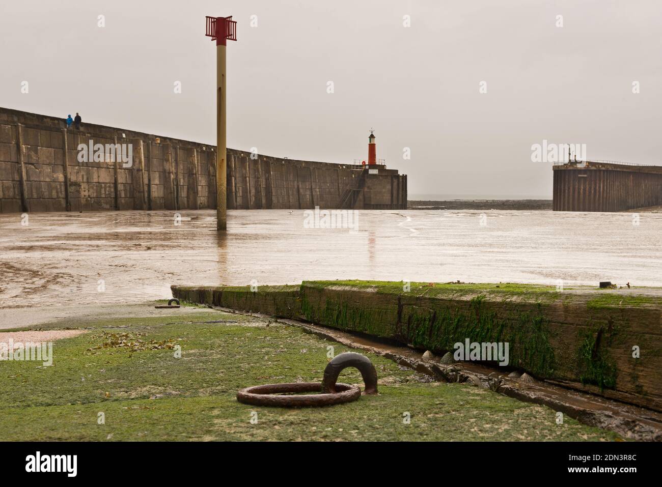 View from the boat ramp across Watchet Harbour, Somerset, England, UK ...
