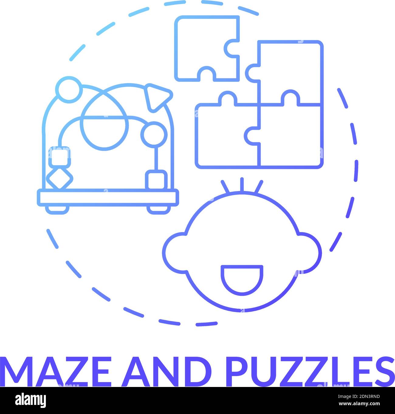 Maze and puzzles blue gradient concept icon Stock Vector Image & Art ...
