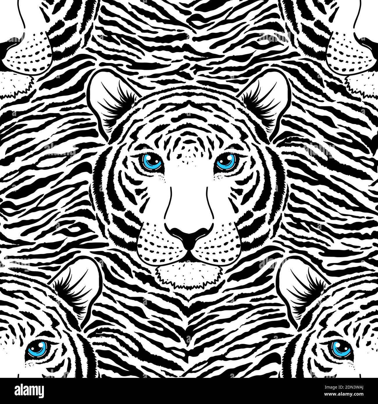 pattern with tiger muzzle Stock Vector Image & Art - Alamy