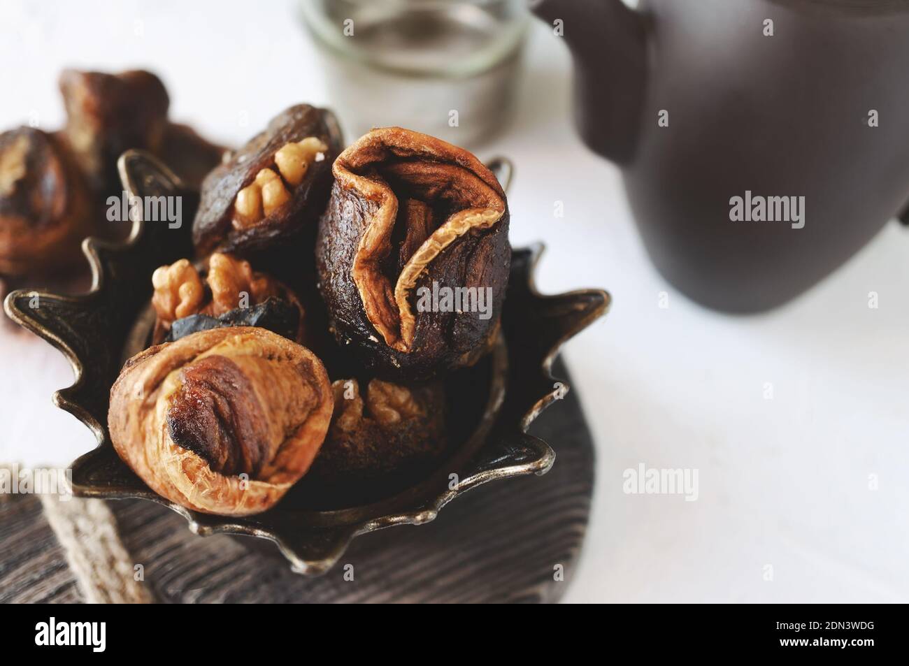 Syrian sweets are served on the table. A mixture of Arabic sweets and ...