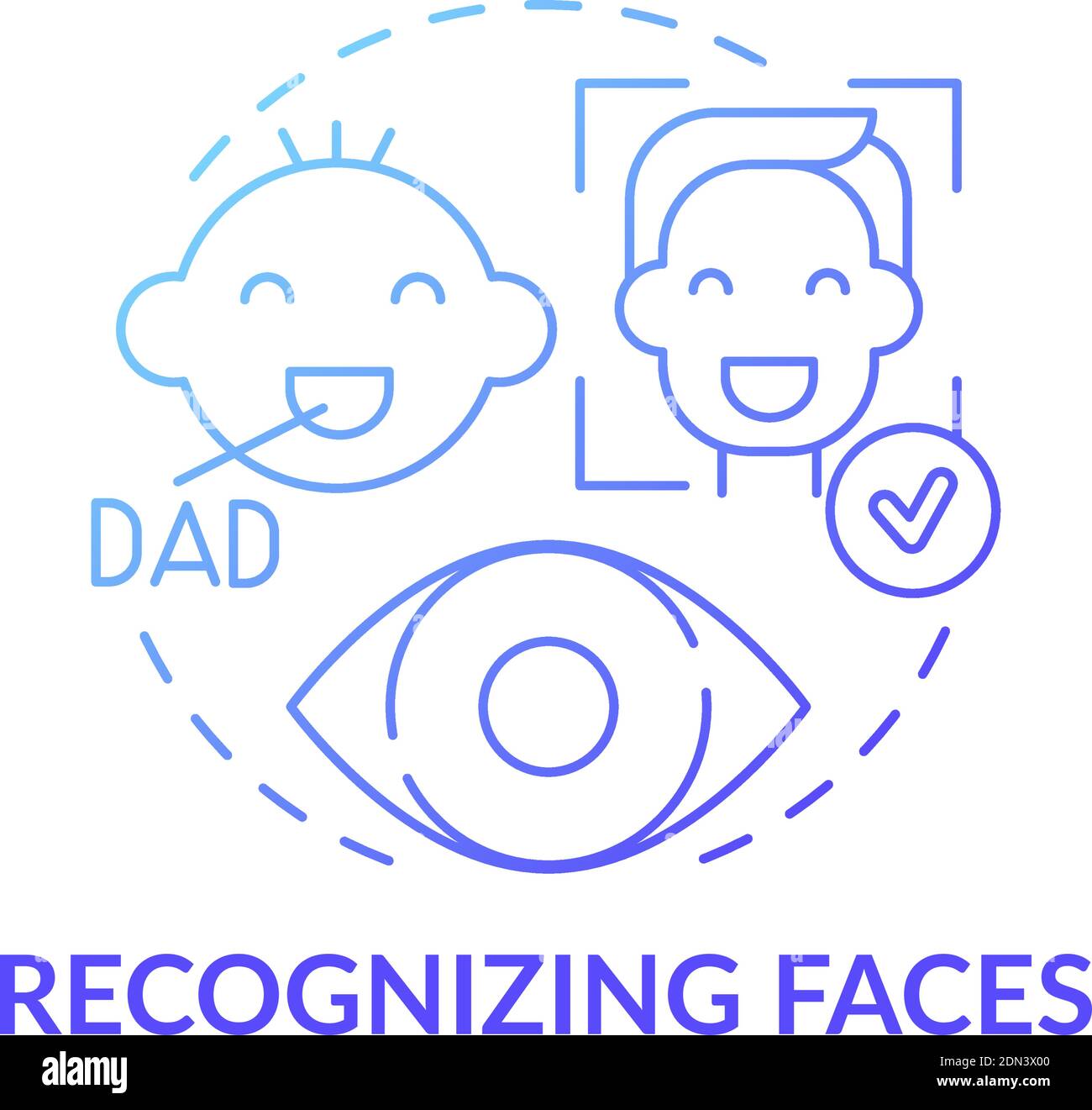 Recognizing faces blue gradient concept icon Stock Vector Image & Art ...