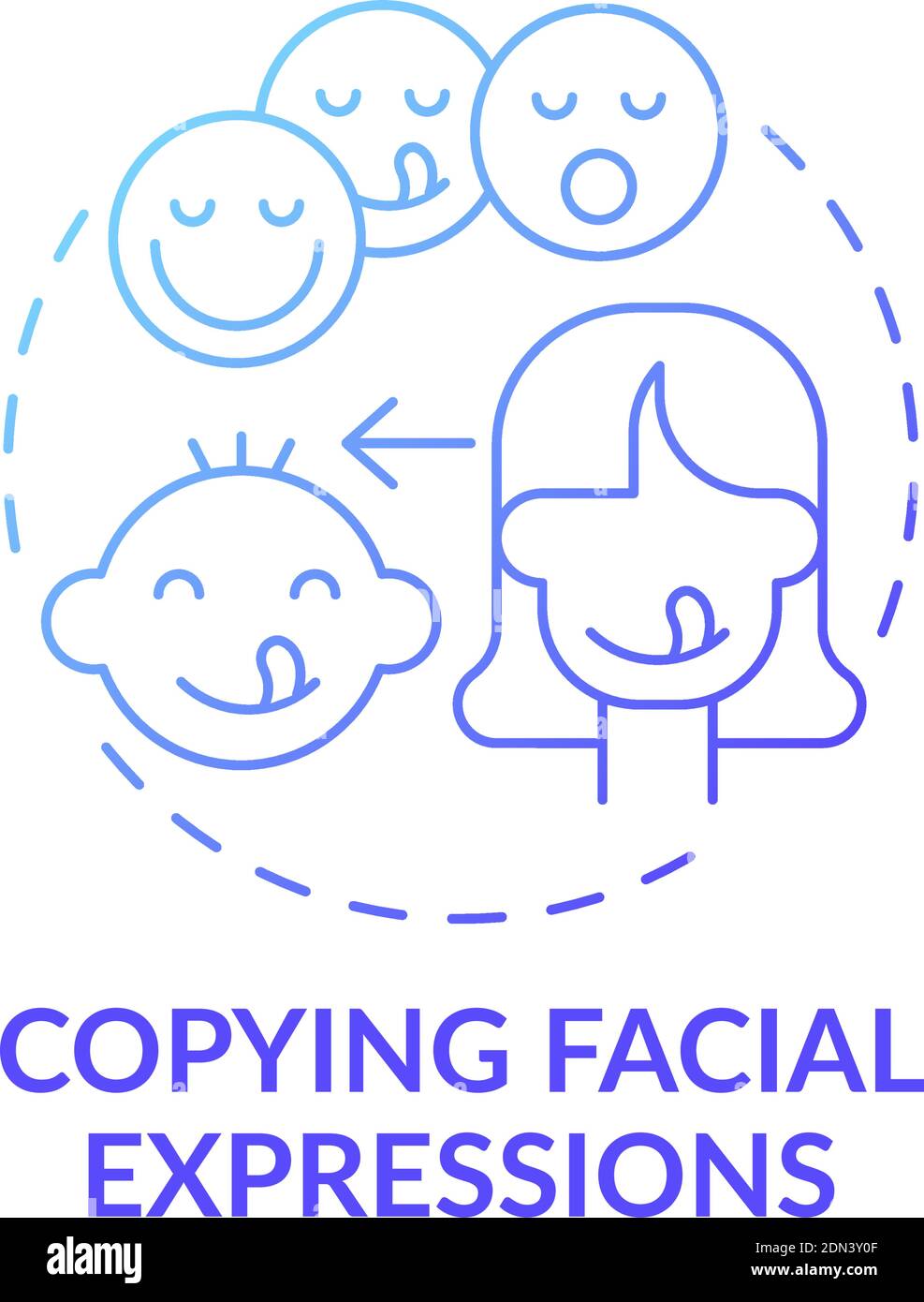 Copying facial expressions dark blue gradient concept icon Stock Vector ...