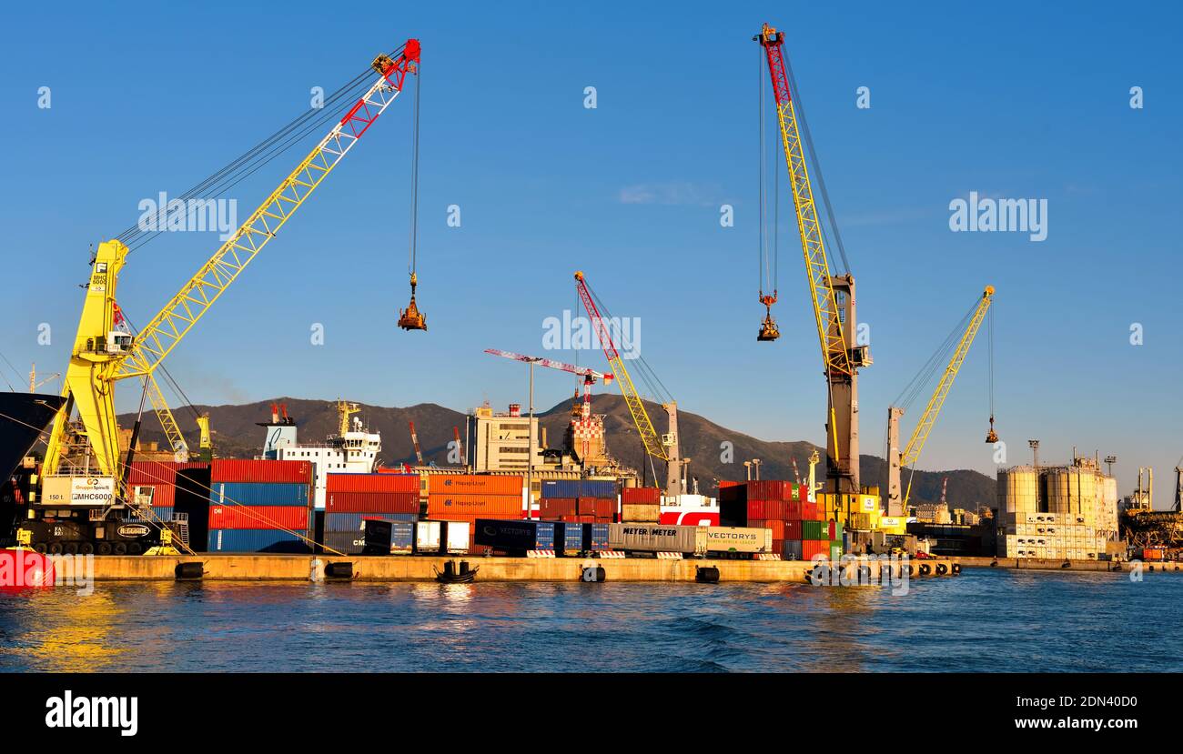 The Container handling inside the port terminal December 13 2020 Genoa ...