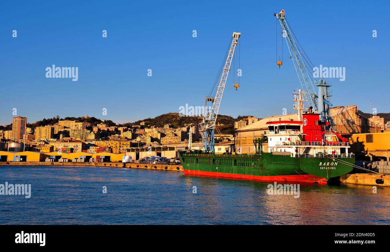 panorama of Genoa and its port Stock Photo - Alamy