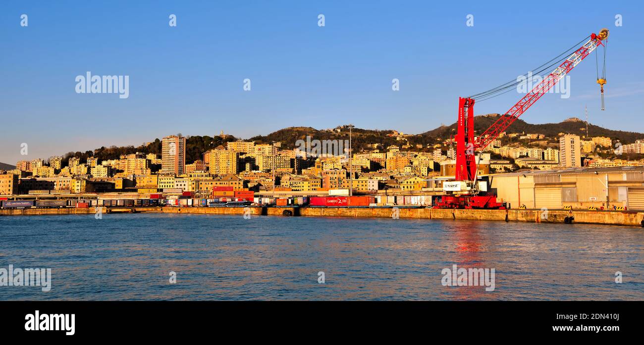 panorama of Genoa and its port Stock Photo - Alamy
