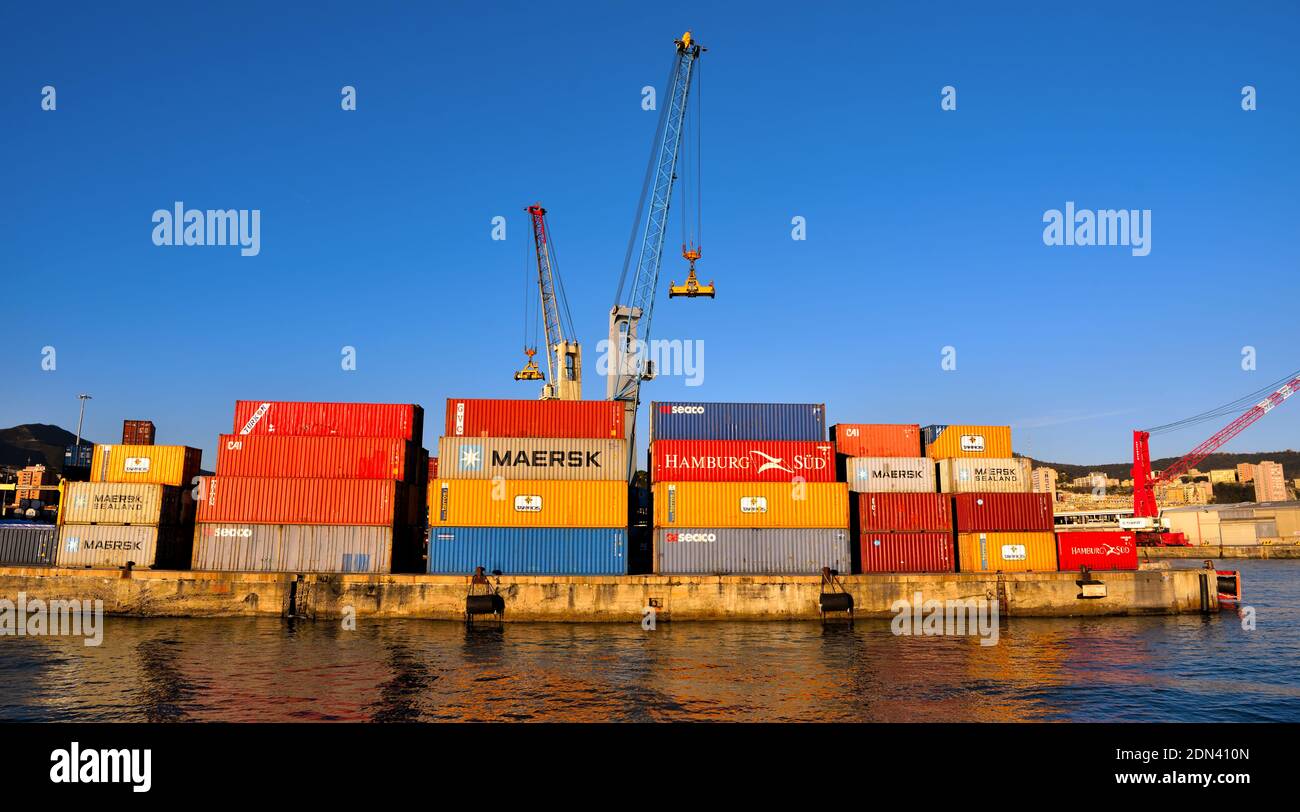 The Container handling inside the port terminal December 13 2020 Genoa ...