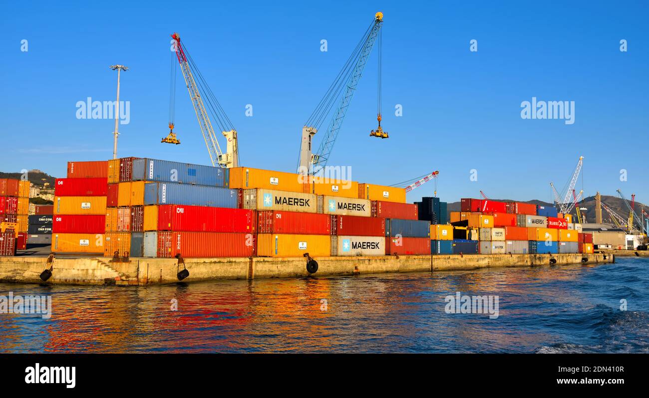 The Container handling inside the port terminal December 13 2020 Genoa ...