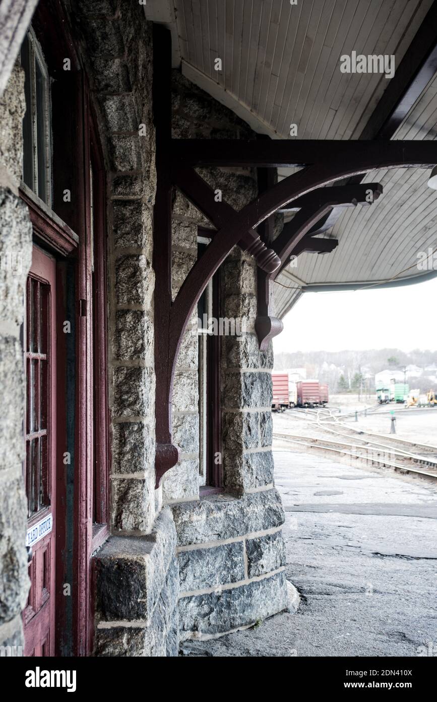 The historical style of the overhang of teh rook at the McAdam Train ...