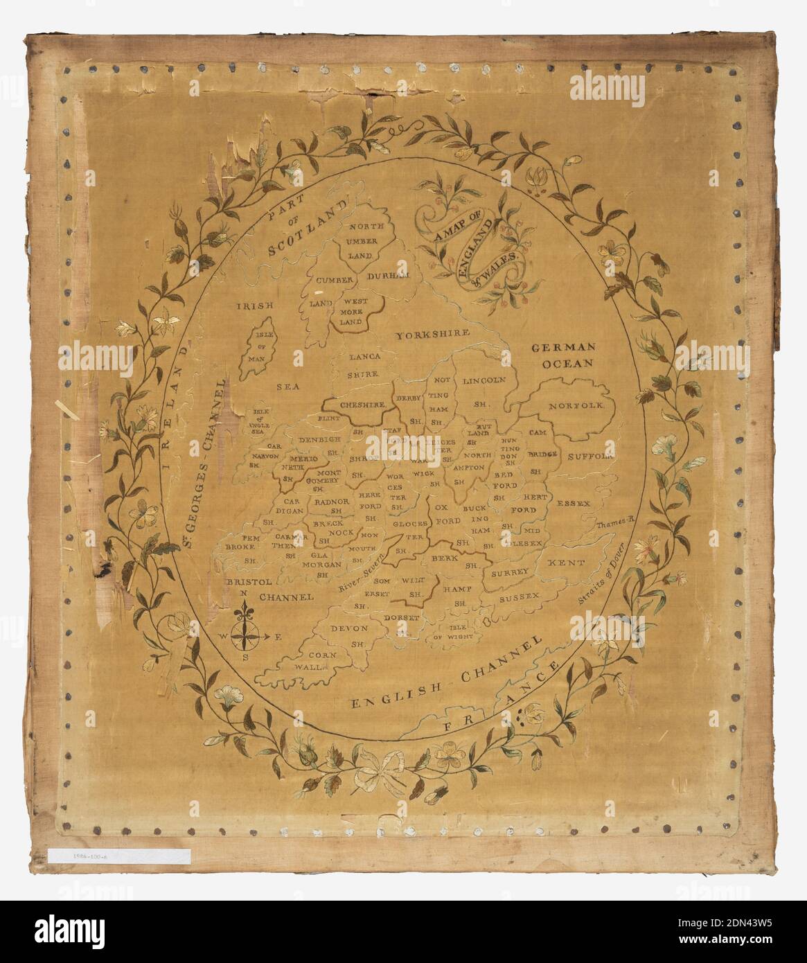 Map sampler, Medium: silk embroidery on silk foundation Technique ...