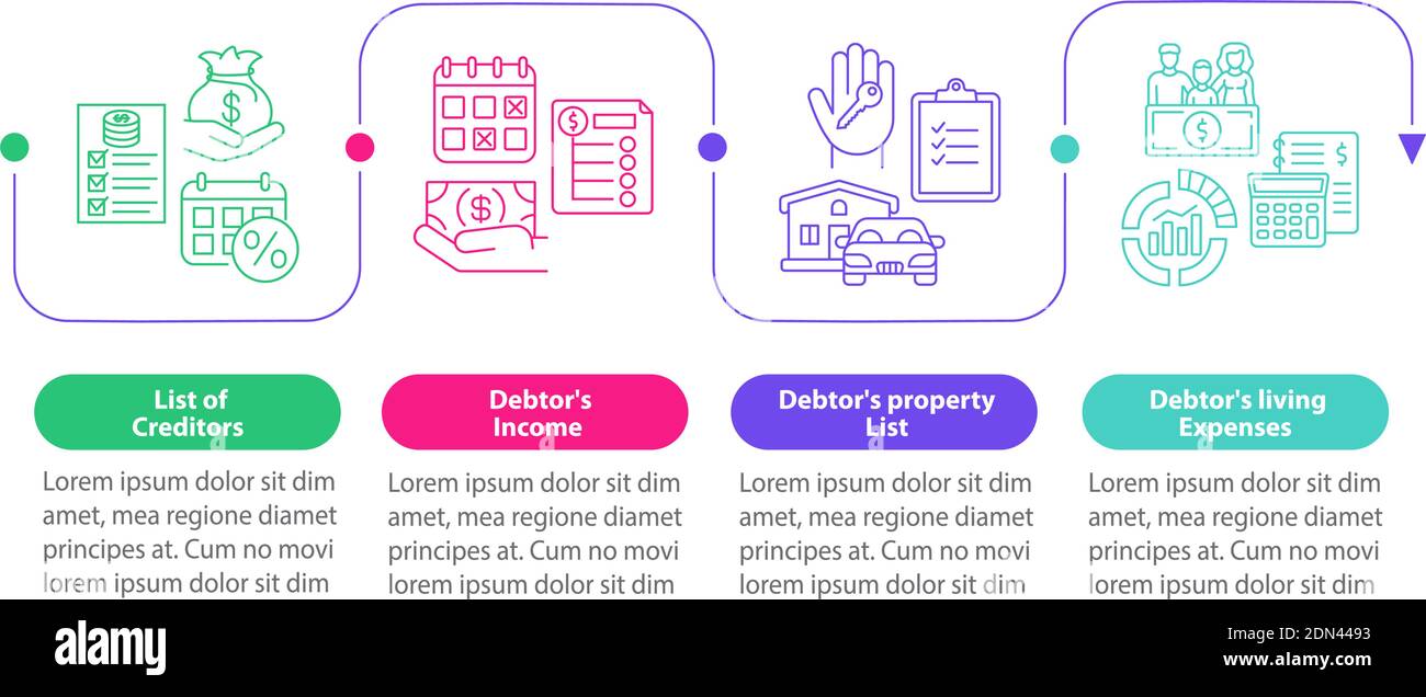 Creditor and debtor documentation vector infographic template Stock ...