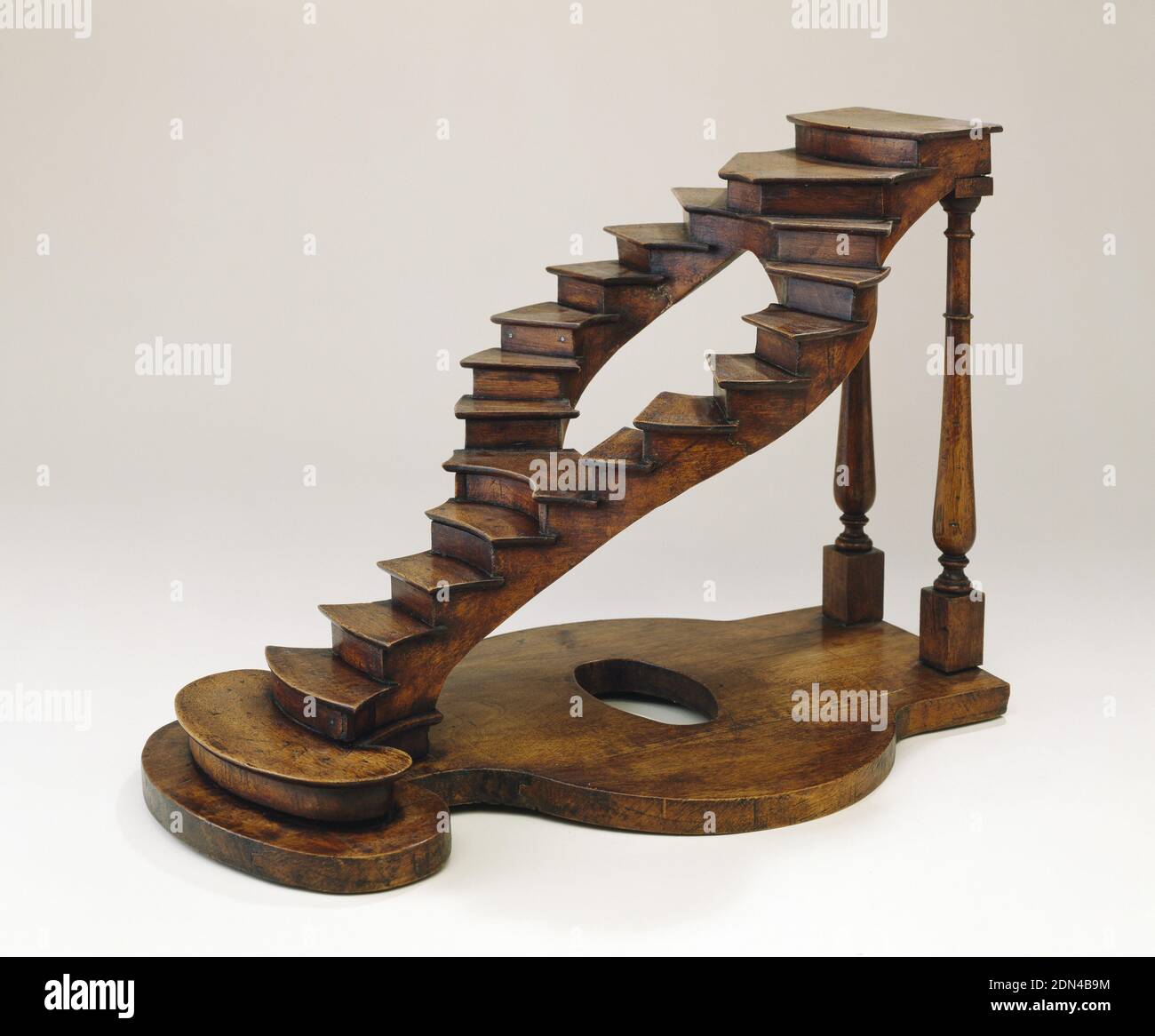 Curved Staircase Model in the French Style, Carved, planed, turned, and ...