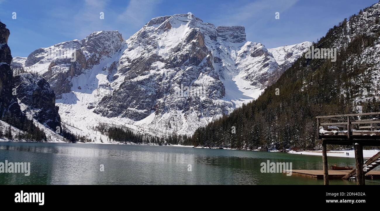 The famous mountain lake in Italy. Bryce Lake in the Alps Stock Photo ...