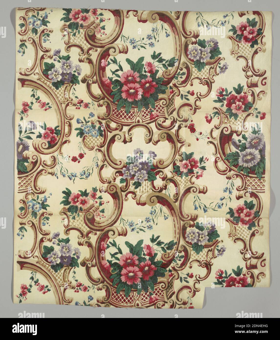 Textile, Medium: cotton Technique: printed, Flowers in polychrome and ...