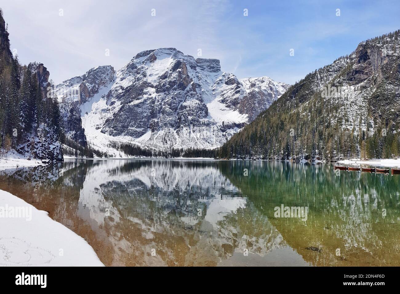 The famous mountain lake in Italy. Bryce Lake in the Alps Stock Photo ...