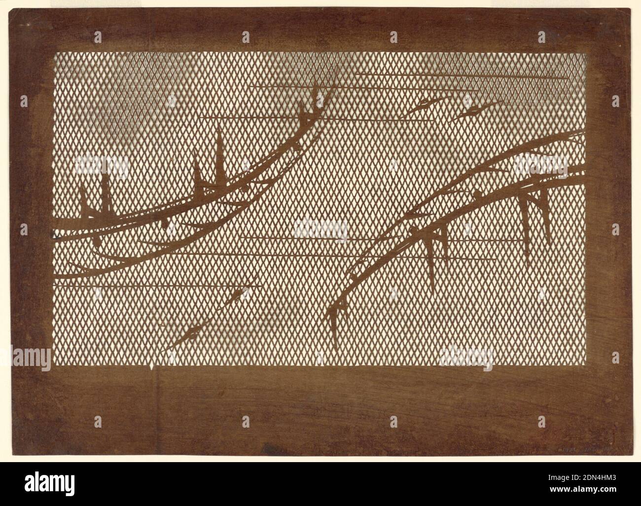Bridges and Bats on Lattice, Mulberry paper (kozo washi) treated with ...