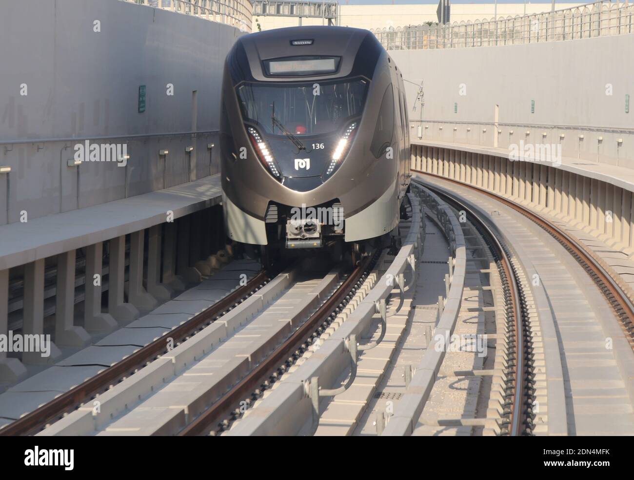 A doha metro heading to Lusail Station. Doha Metro is the fastest and ...