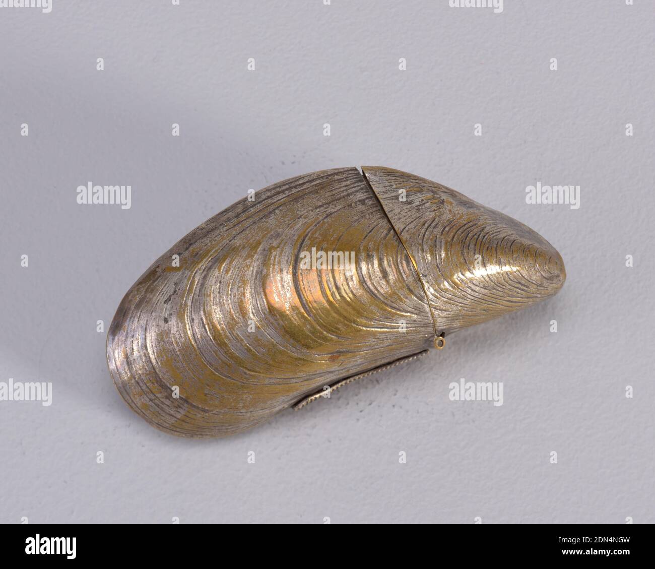 Mussel Shell, Plated brass, In the shape of a mussel shell, narrower ...