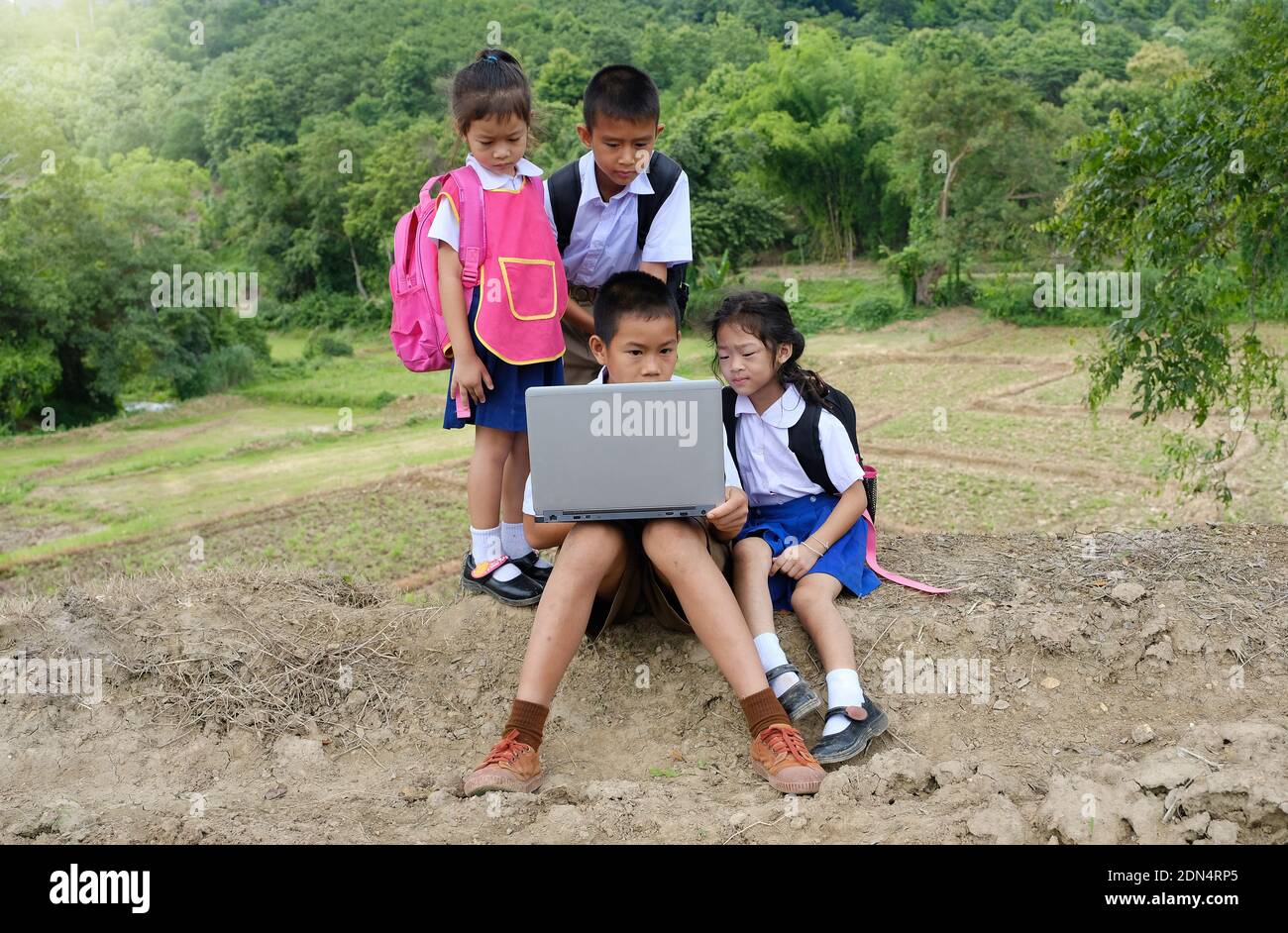 Brother sister computer uniform hi-res stock photography and images - Alamy