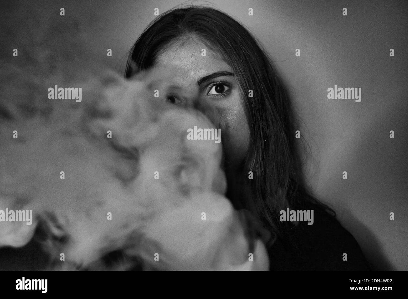 Portrait of women in smoke Stock Photo - Alamy