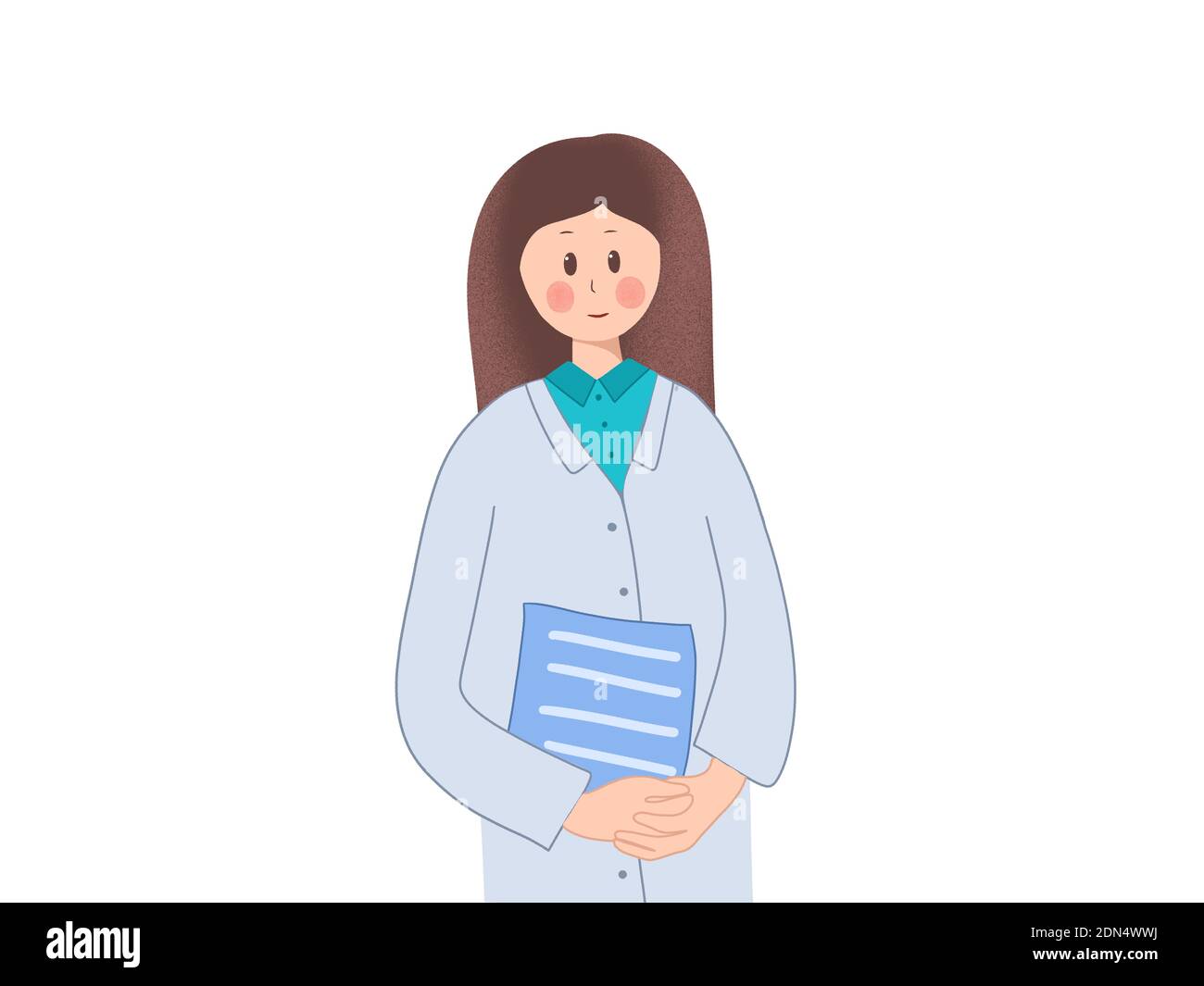 woman doctor with folder cartoon flat illustration Stock Photo - Alamy