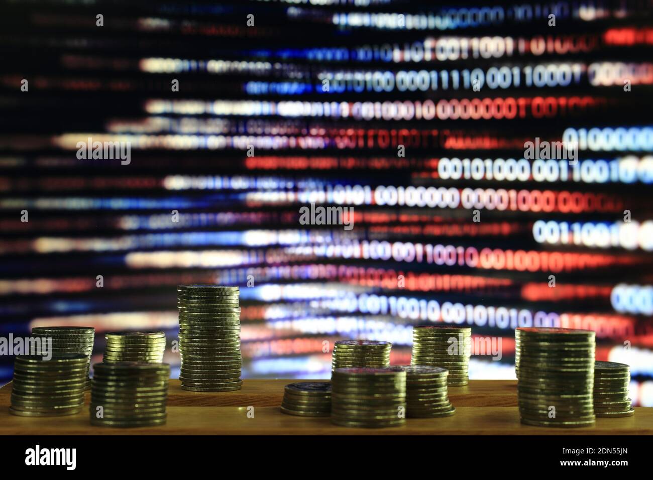 Stacked Coins Against Binary Code On Screen Stock Photo - Alamy Stacked Coins Against Binary Code On Screen Stock Photo - Alamy