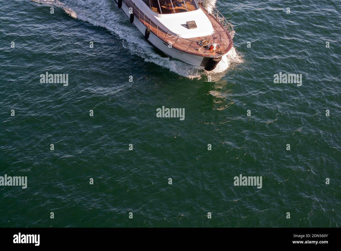 A high angle shot of a boat sailing on the sea Stock Photo - Alamy
