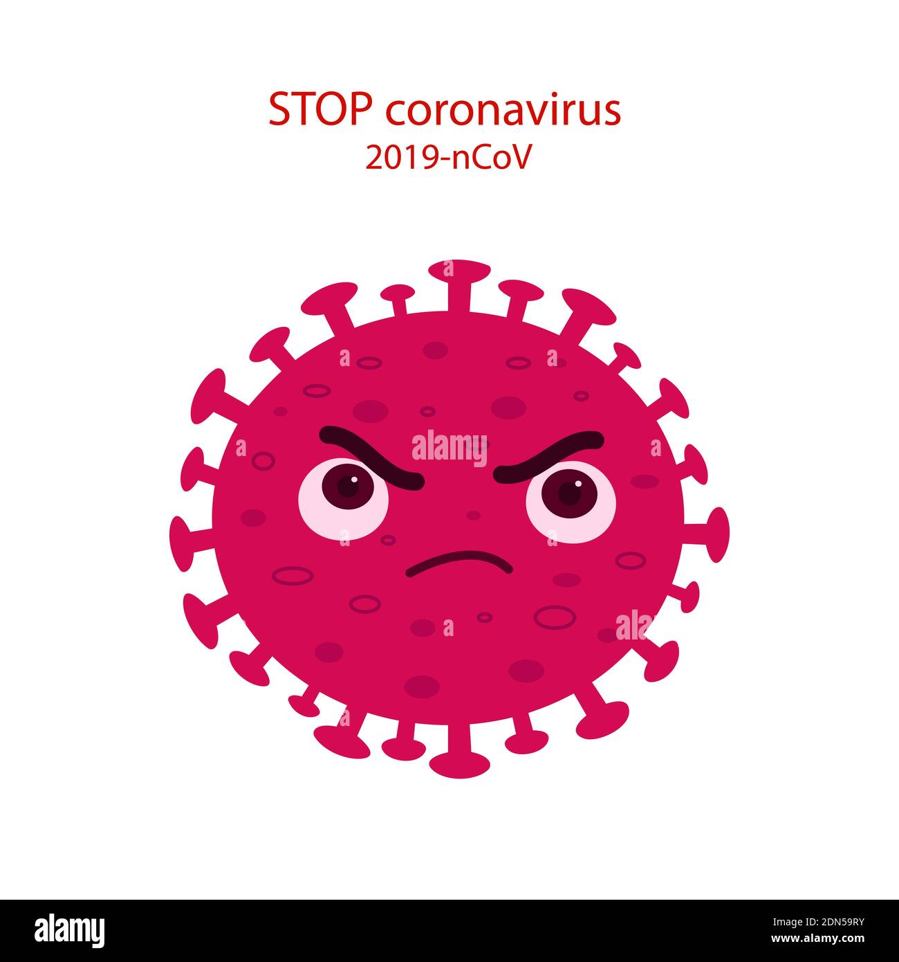 Coronavirus icon with cute face virus, isolated on white Stock Vector ...