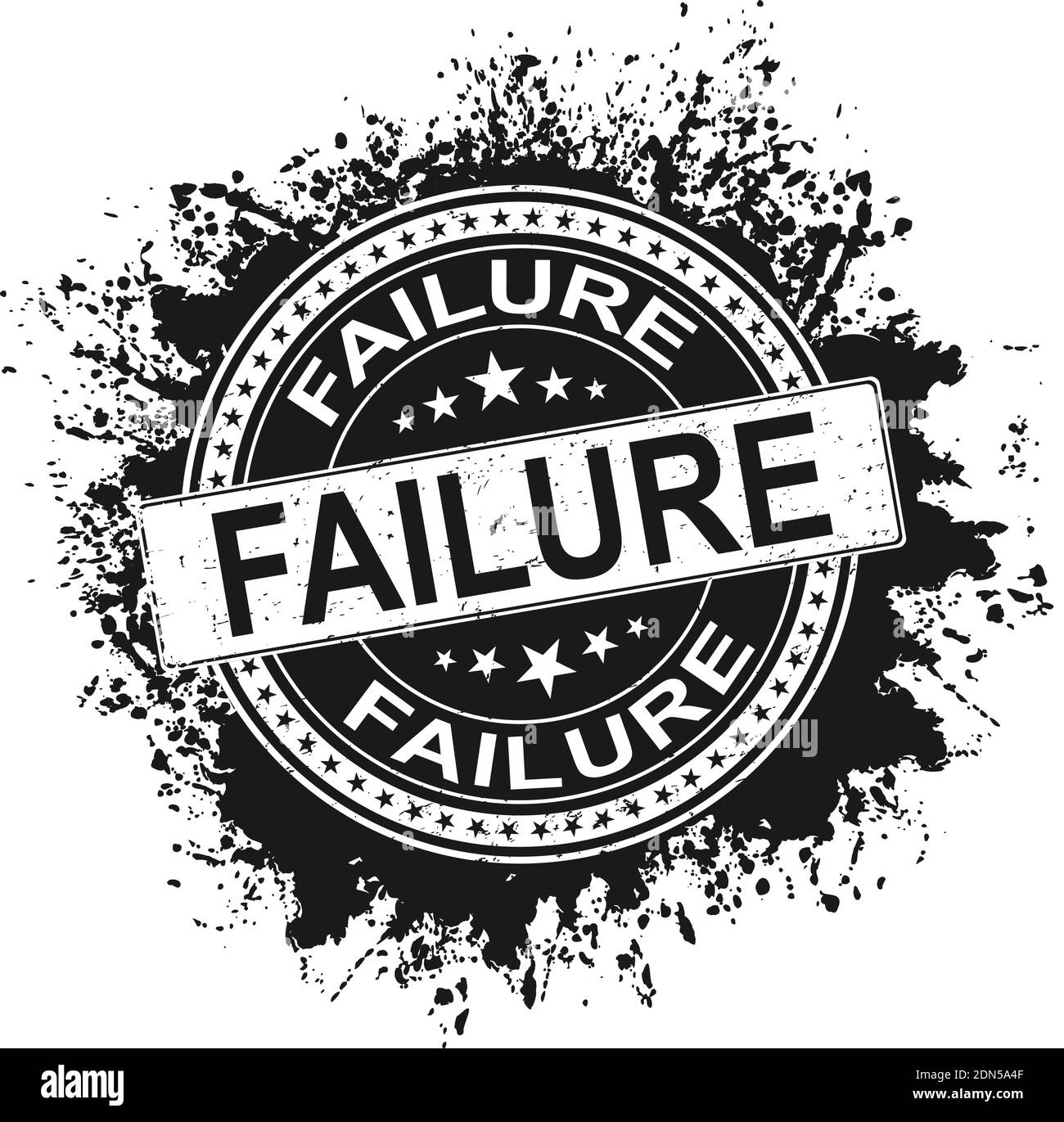 Grunge failure word with star icon round rubber seal stamp on white ...