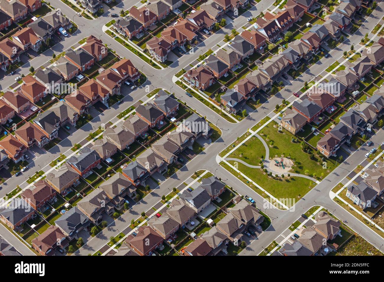 An Aerial view of a residential suburban community with a park Stock ...