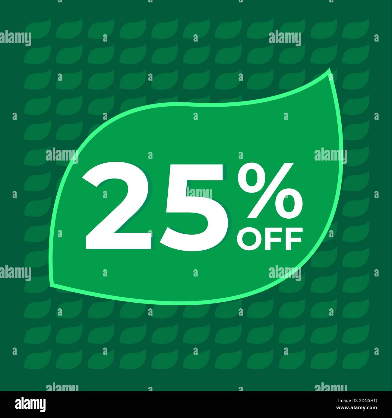 25 percent off. Twenty-five percent off on a green background with tree ...
