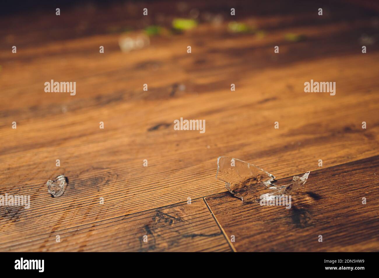 broken glass on floor. broken glass as a concept of broken life Stock ...